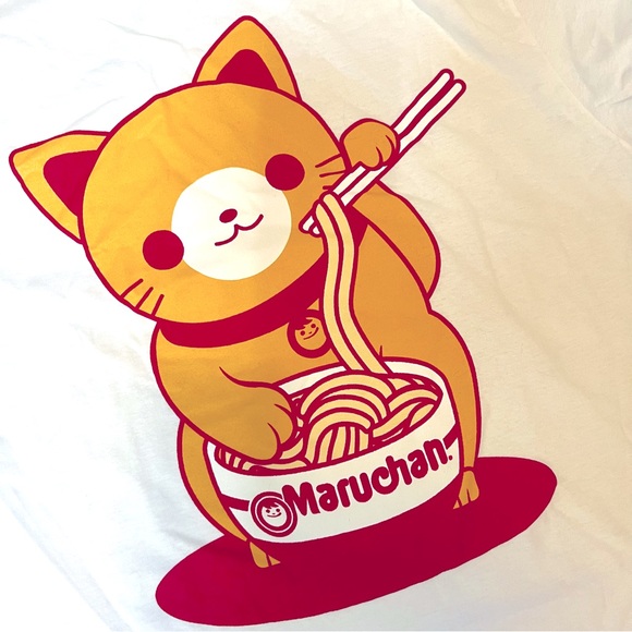 Shirts | New Ramen Cute Anime Cat Maruchan Japanese Noodles Tshirt ...